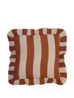 AMUSE LA BOUCHE Wide-stripe Linen Cushion Cover - Brown