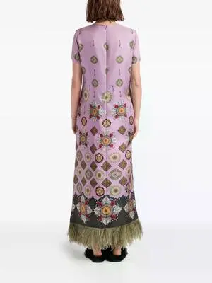 La DoubleJ Swing Feather-trimmed Maxi Dress - Pink