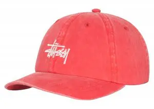StÜssy Low Profile Washed Strapback - Raspberry