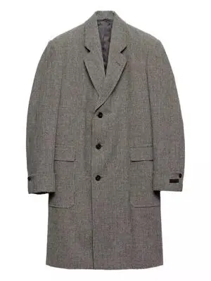 Prada Houndstooth-check Wool Single-breasted Coat