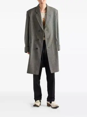Prada Houndstooth-check Wool Single-breasted Coat