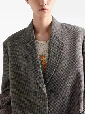 Prada Houndstooth-check Wool Single-breasted Coat
