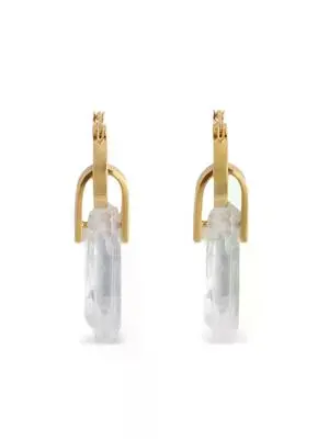 La DoubleJ Rock Crystal Hoop Earrings - Gold
