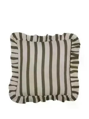 AMUSE LA BOUCHE Stripe Ruffle Cushion Cover - Green