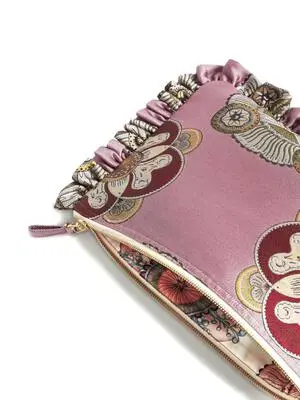 La DoubleJ Floral-print Ruffled Clutch - Pink