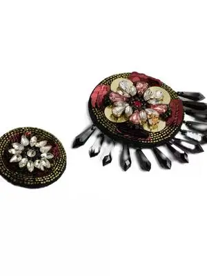 La DoubleJ Beaded Sequined Pins - Black