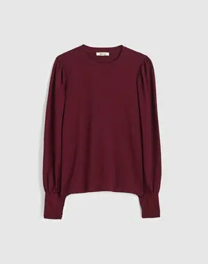 Madewell Smocked Long-sleeve Top - Chocolate Raisin