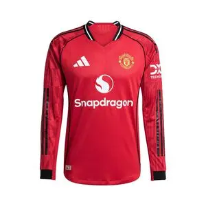 Adidas Manchester United 25/26 Long Sleeve Home Authentic Jersey - Red