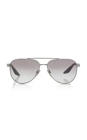 Prada Aviator-frame Metal Sunglasses - Grey