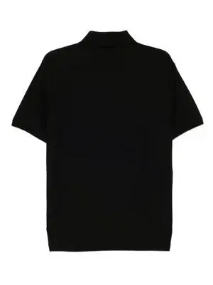 Emporio Armani Logo-embroidered Cotton Polo Shirt - Black