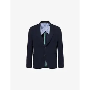 Paul Smith Birdseye Notched-lapel Wool-cashmere Blend Jacket - Very Dark Navy