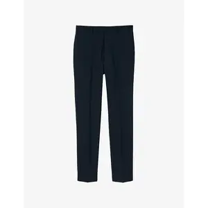 Sandro Regular-fit Straight-leg Wool Trousers - Navy Blue