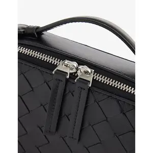 Bottega Veneta Horizontal Getaway Leather Cross-body Bag - Black-silver