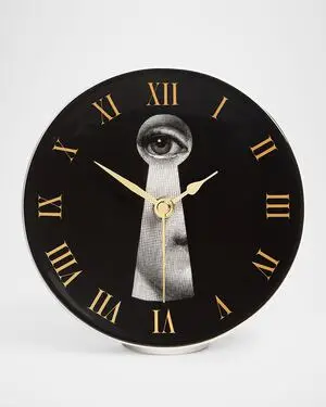 FORNASETTI Serratura Table Clock - Goldblackwhite