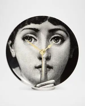 FORNASETTI Silenzio Wall Clock - Blkwht