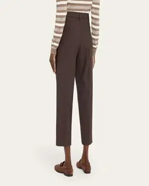 Brunello Cucinelli Slouchy Pleated Tropical Wool Pants