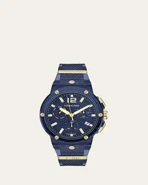 FERRAGAMO F-80 44mm Chronograph Watch Blue