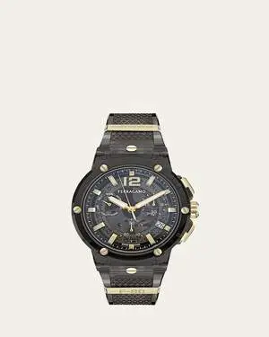 FERRAGAMO F-80 44mm Translucent Bioplastic Chronograph Watch - Black