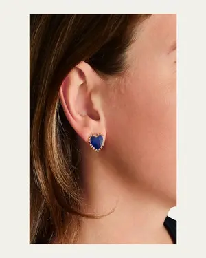 ANABEL ARAM JEWELRY Heart Stone Stud Earrings - Lapis