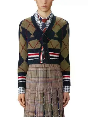 Thom Browne Argyle-intarsia V-neck Wool Cardigan