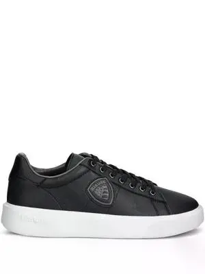 BLAUER. Logo-patch Leather Sneakers - Black