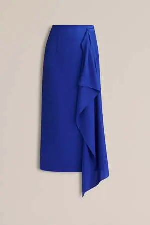 Scanlan Theodore Silk Jacquard Skirt - Cobalt