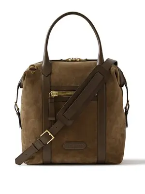 TOM FORD Leather-trimmed Suede Tote Bag - Brown