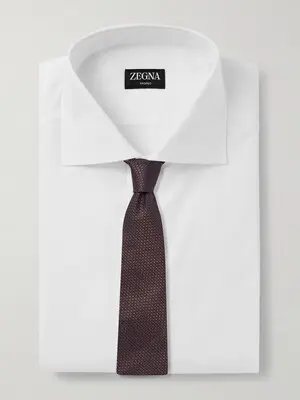 Zegna Cutaway-collar Cotton-twill Shirt - White