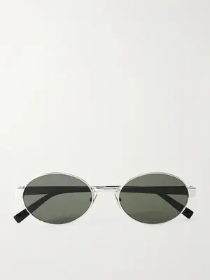 Saint Laurent Oval Frame Sunglasses - Silver