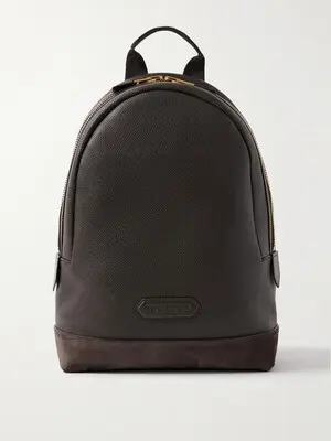 TOM FORD Suede-trimmed Full-grain Leather Backpack - Brown