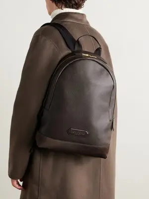 TOM FORD Suede-trimmed Full-grain Leather Backpack - Brown