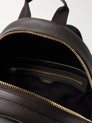 TOM FORD Suede-trimmed Full-grain Leather Backpack - Brown