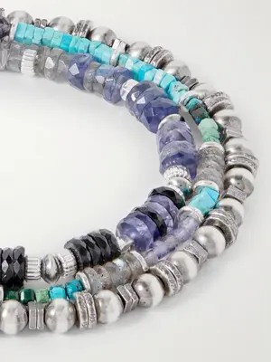 PEYOTE BIRD Sterling And Gemstone Beaded Bracelet Set