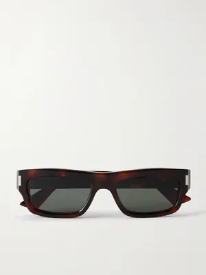Saint Laurent Rectangular-frame Sunglasses - Tortoiseshell