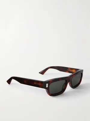 Saint Laurent Rectangular-frame Sunglasses - Tortoiseshell