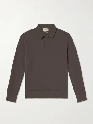 Oliver Peoples Waffle-knit Organic Cotton-blend Polo Shirt