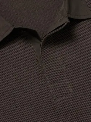 Oliver Peoples Waffle-knit Organic Cotton-blend Polo Shirt