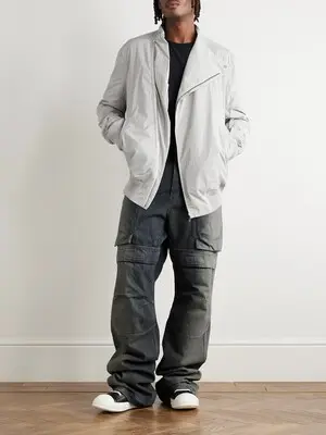 Rick Owens Stefan Wide-leg Distressed Denim Cargo Trousers - Gray