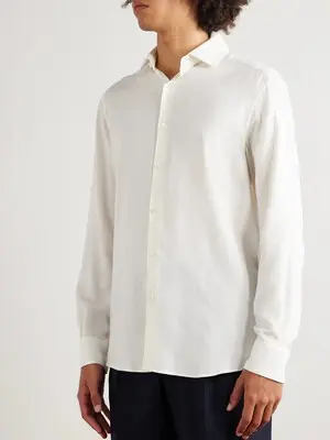 Zegna Cotton And Cashmere-blend Twill Shirt - White