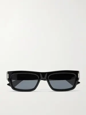 Saint Laurent Rectangular Acetate Sunglasses - Black