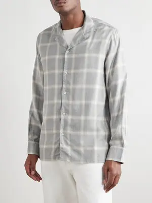 Officine Générale Eren Camp-collar Checked Ramie Shirt