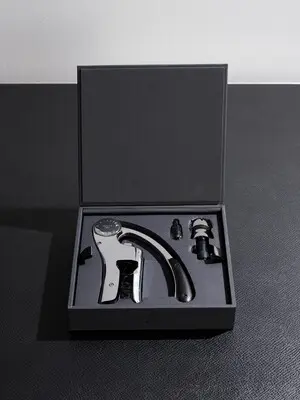 L'ATELIER DU VIN Corkscrew And Champagne Stopper Set - Silver