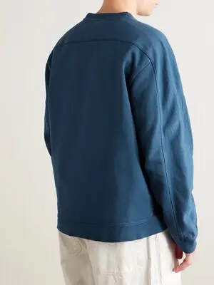 Folk Prism Garment-dyed Cotton-jersey Sweatshirt - Blue