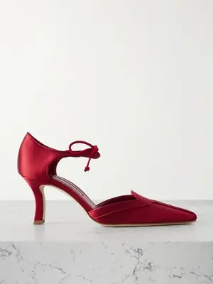 Manolo Blahnik Red Satin Heels