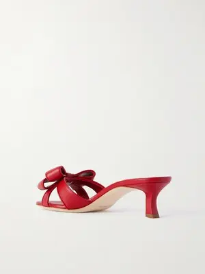 Manolo Blahnik Cafda 50 Bow-embellished Leather Sandals