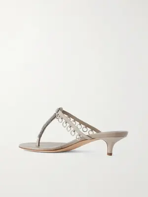 Christopher Esber Pierced Embellished Suede Sandals - Neutrals