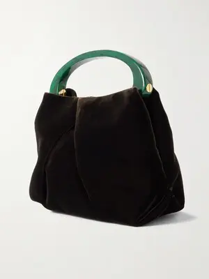 Dries Van Noten Pleated Velvet Tote