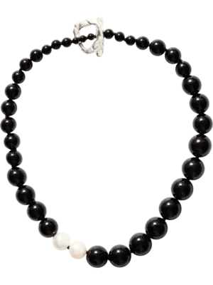 Completedworks Recycled Silver, Onyx And Pearl Necklace - Black