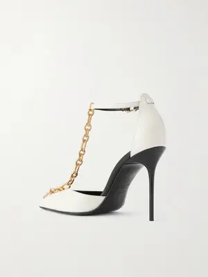 Balmain Chain-embellished Leather Pumps