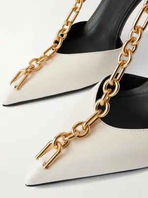 Balmain Chain-embellished Leather Pumps